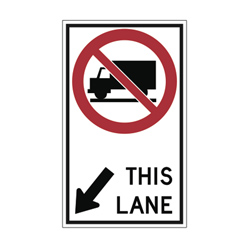 Lane Use Restriction Trucks, Ground-Mounted, Right Sign | INPS Graphics