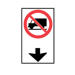 Lane Use Restriction Trucks, Overhead Sign | INPS Graphics