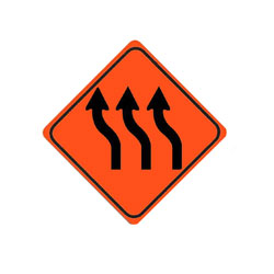 Reverse Curve Left Three Arrows Sign | INPS Graphics