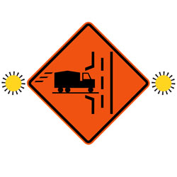 Truck Entrance Left with Amber Flashers Sign | INPS Graphics