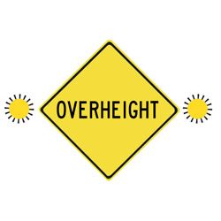 Overheight with Amber Flashers Sign | INPS Graphics