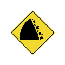 FALLEN ROCK Sign (Left) | WC-6L Traffic Signs Sign | INPS Traffic
